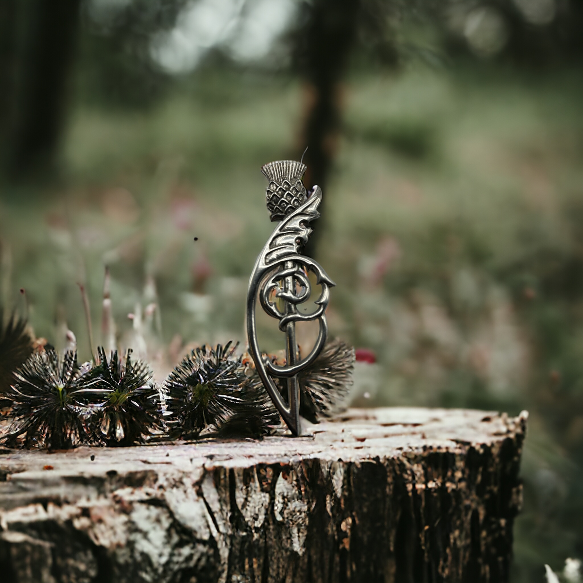 Scottish Thistle Leaf Pewter Kilt Pin | Margaret Morrison Ltd.